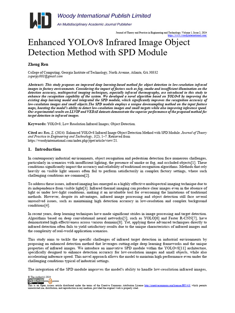Enhanced YOLOv8 Infrared Image Object Detection Method With SPD Module | PDF | Deep Learning ...
