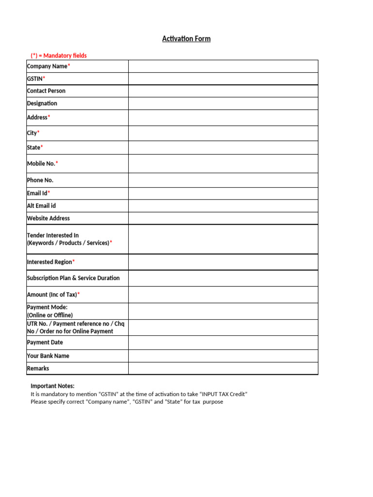 Activation Form | PDF