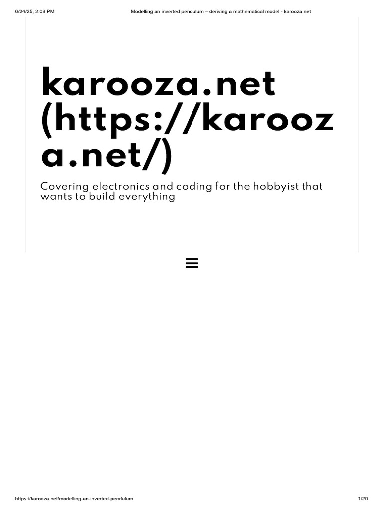 Modelling An Inverted Pendulum - Deriving A Mathematical Model | PDF ...