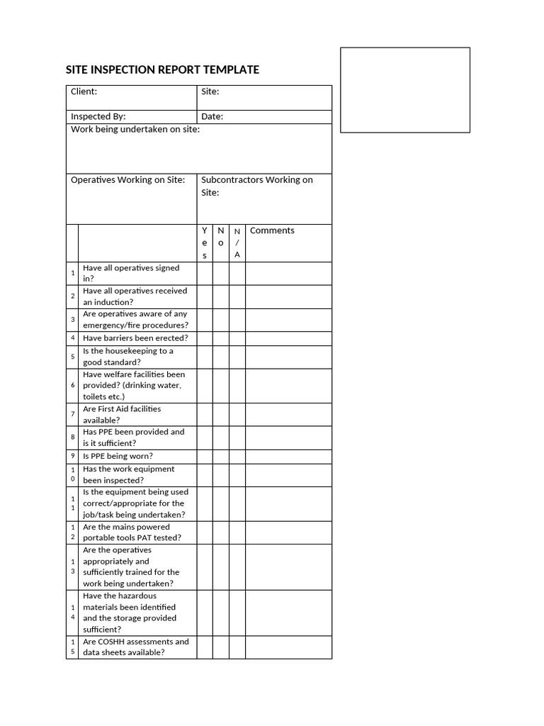 Site Inspection Template V1 | PDF