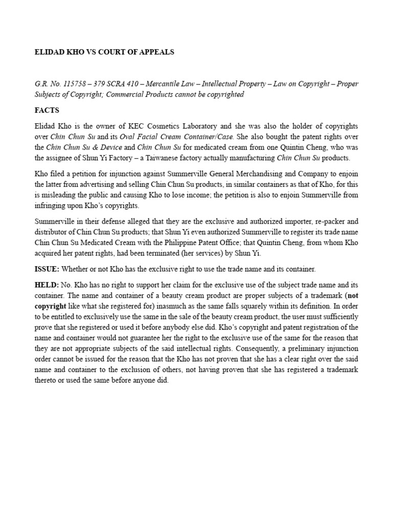 Intellectual Property Cases | PDF | Trademark | Patent