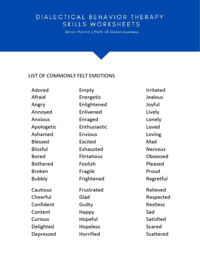 List of Emotions - Lista Emocji Po Angielsku | PDF