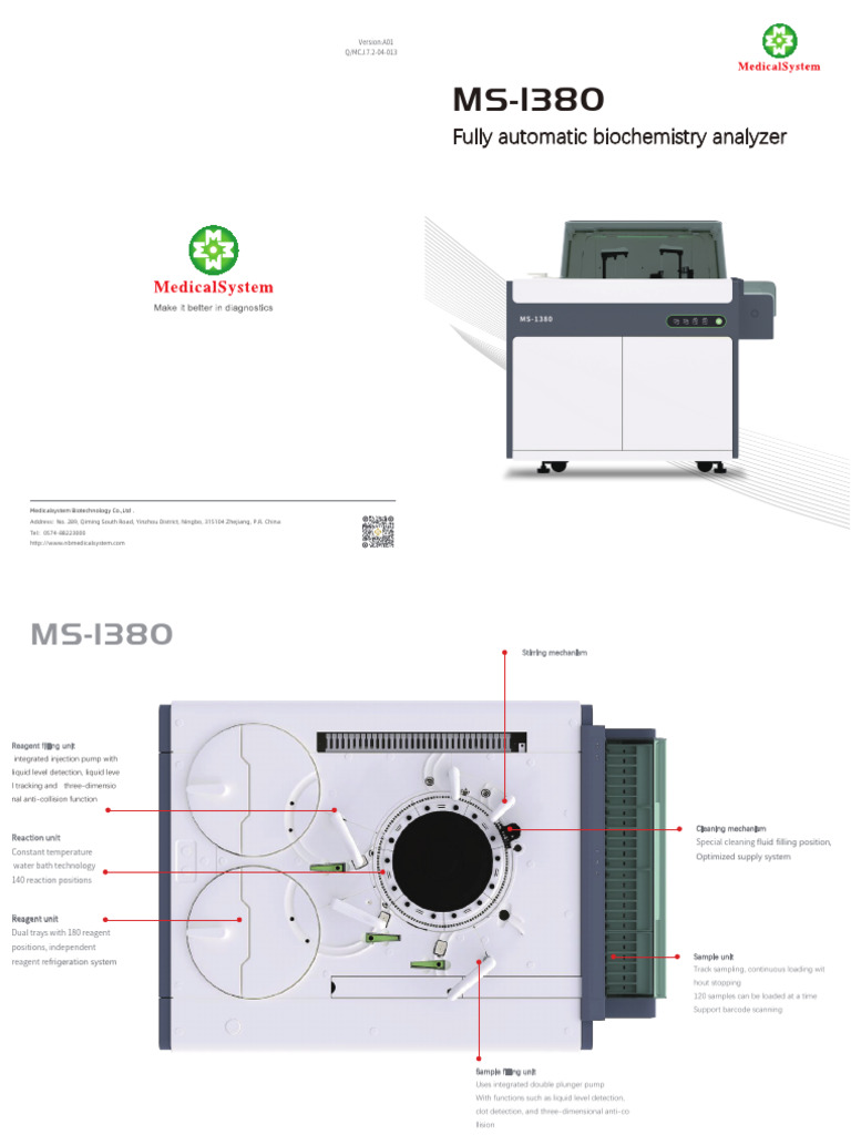 MS-1380 Biochemistry Analyzer Overview | PDF