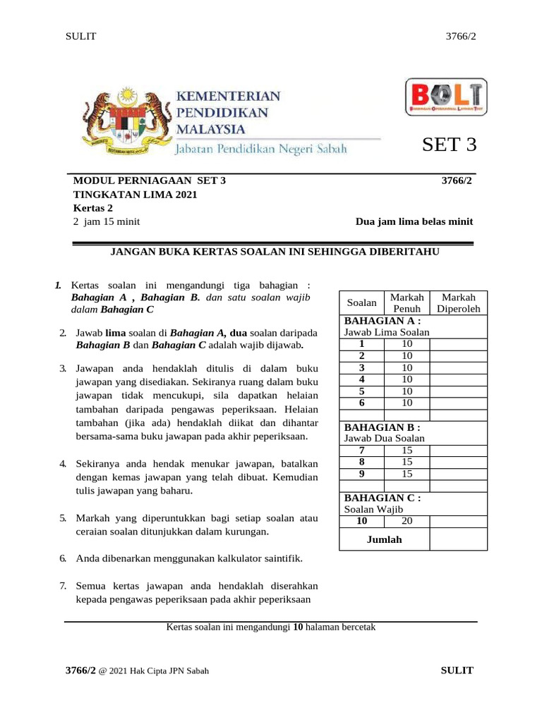 k2 Set 3 Modul Perniagaan Bolt. | PDF