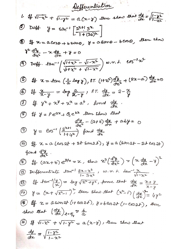 Differentiation Borad Questions | PDF