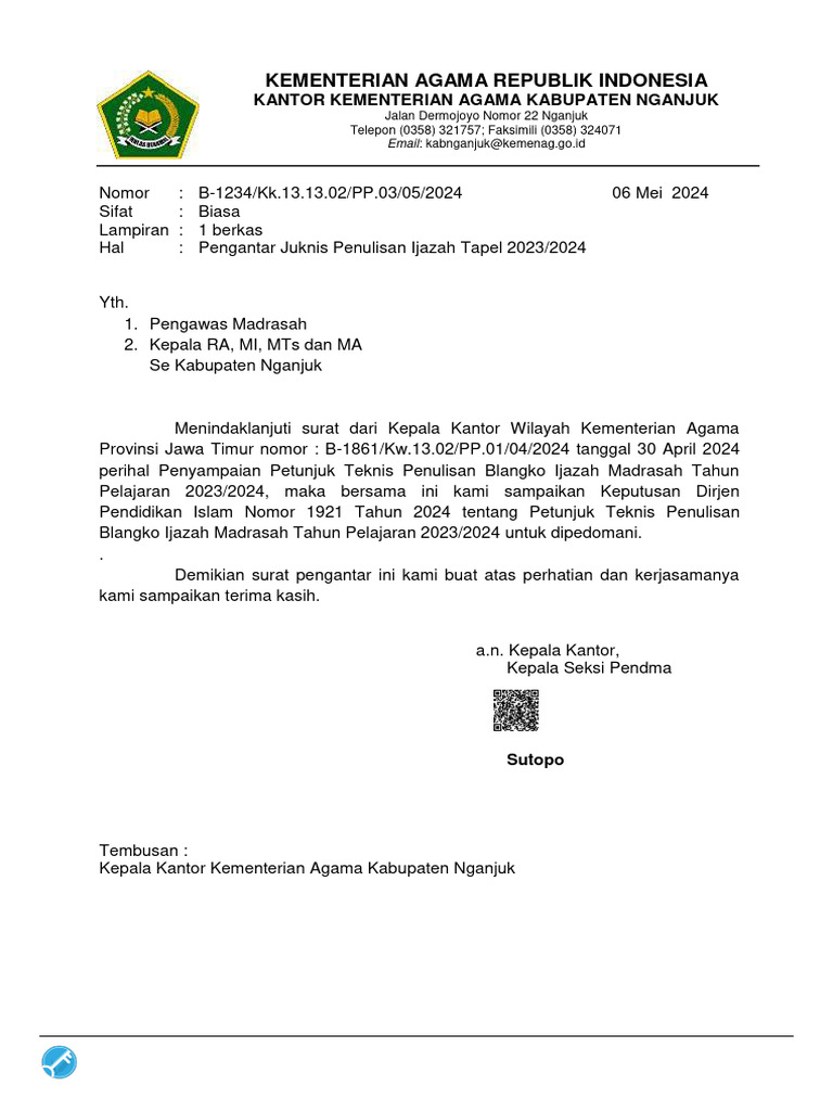 Pengantar Juknis Penulisan Blangko Ijazah Ta 2023-2024 | PDF