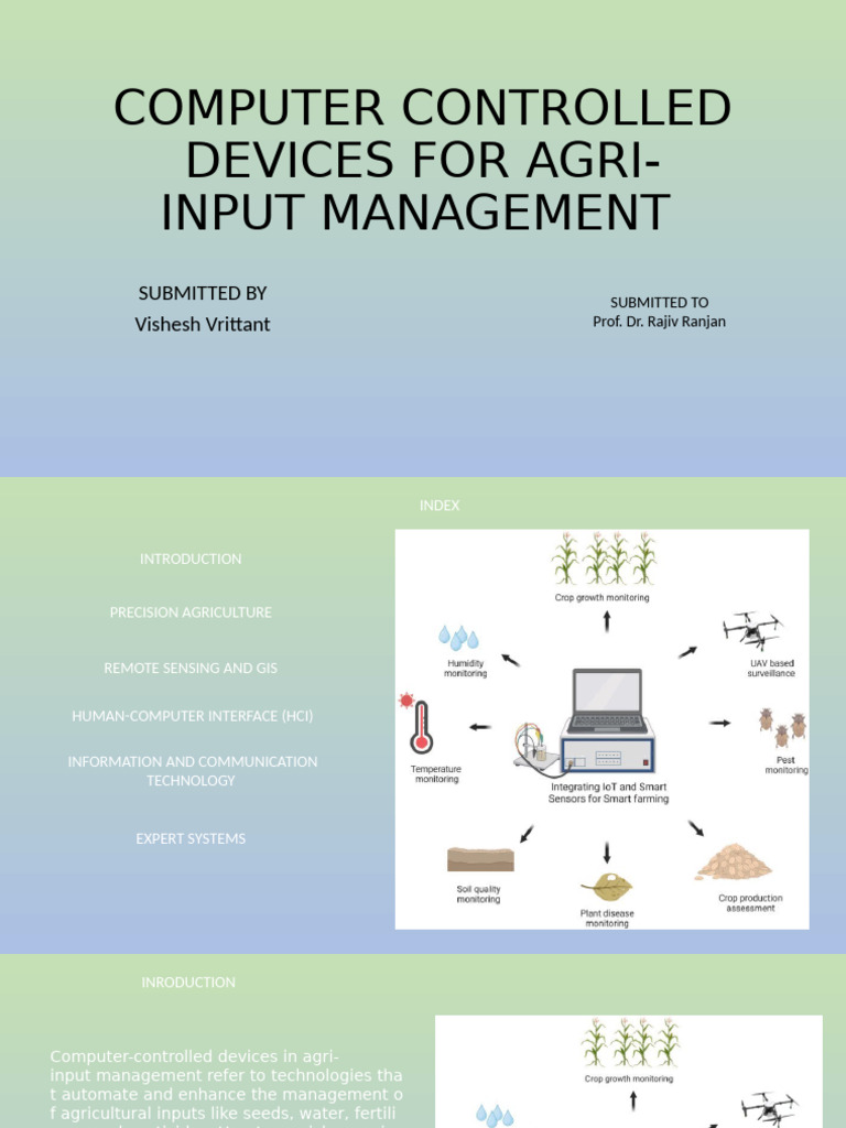 Computer Controlled Devices For Agri-Input Management | PDF | Agriculture | Computing