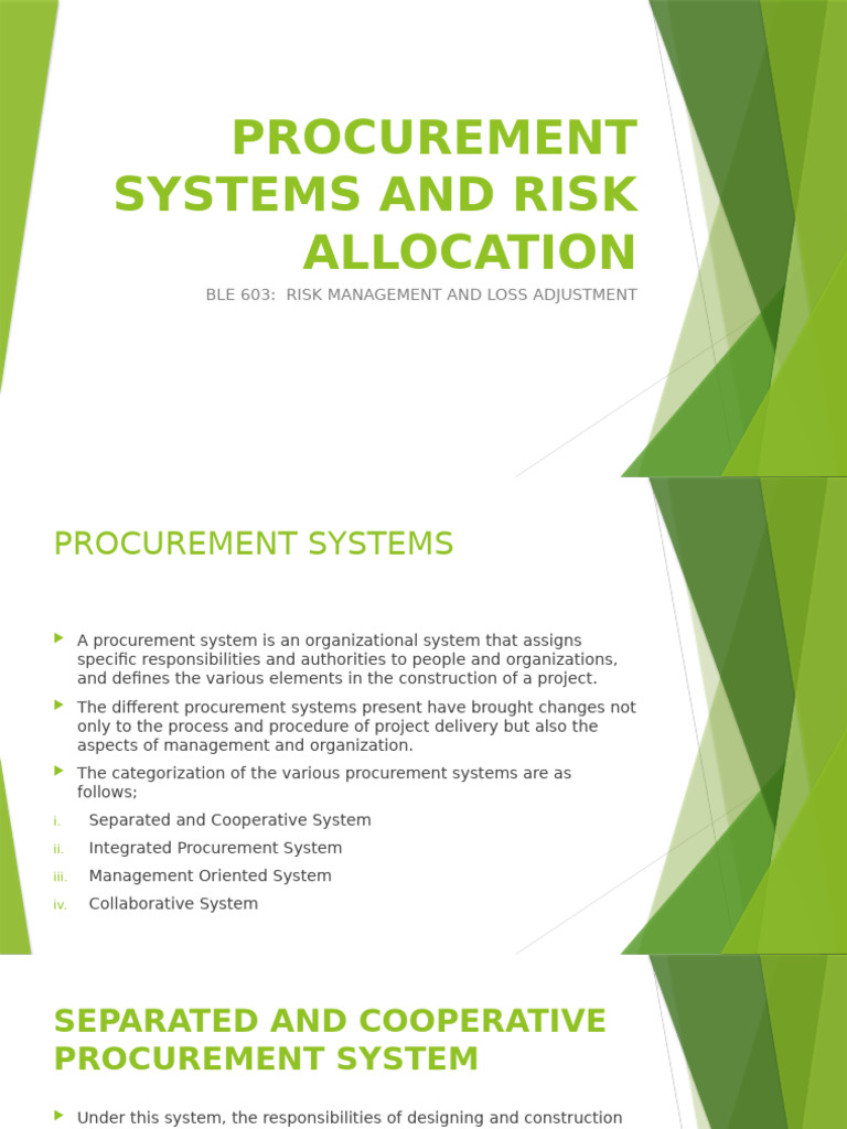 Procurement Systems & Risk Allocation Guide | PDF | Risk | Insurance