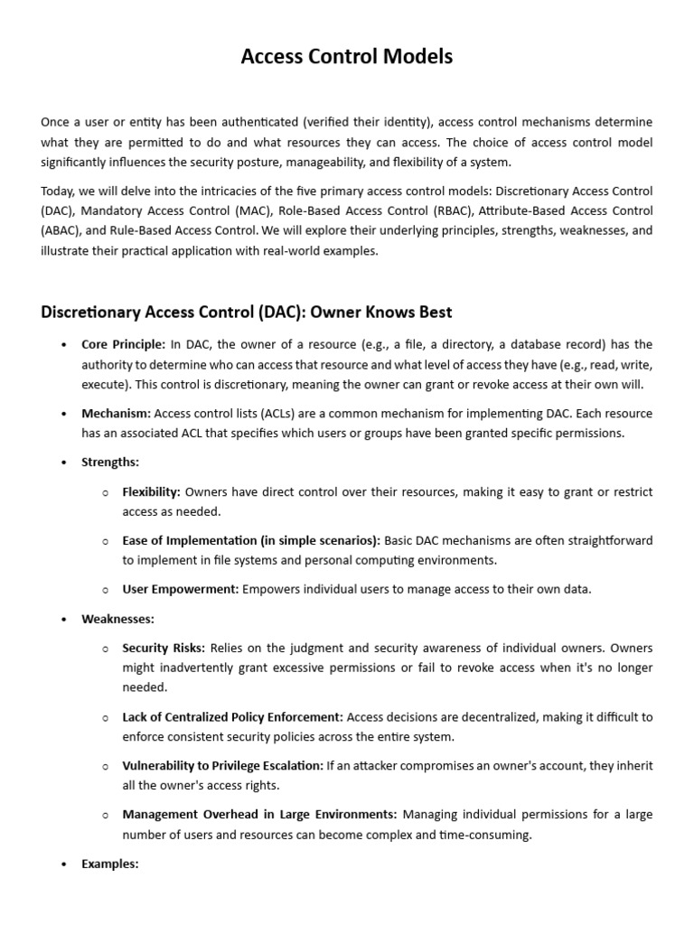 2 - Access Control Models | PDF | Computer Access Control | Security Technology