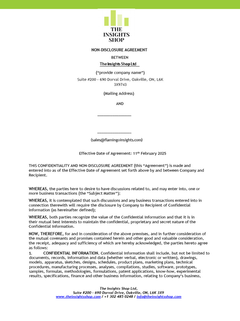 Non-Disclosure Agreement Template | PDF | Legal Remedy | Indemnity