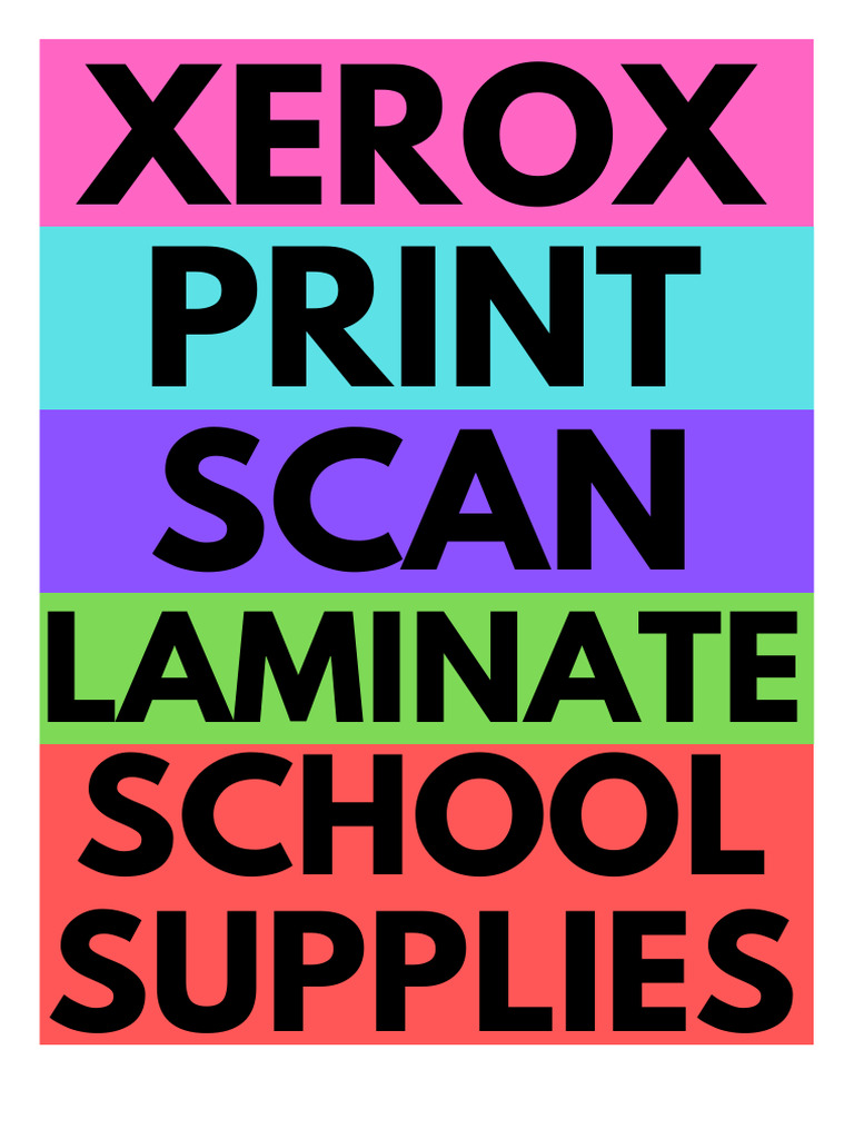 Xerox Print Scan Laminate School Supplies | PDF