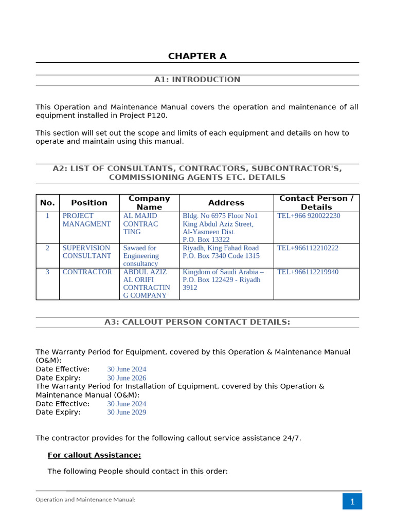 O&m Manual Template Hvac | PDF | Mechanical Engineering
