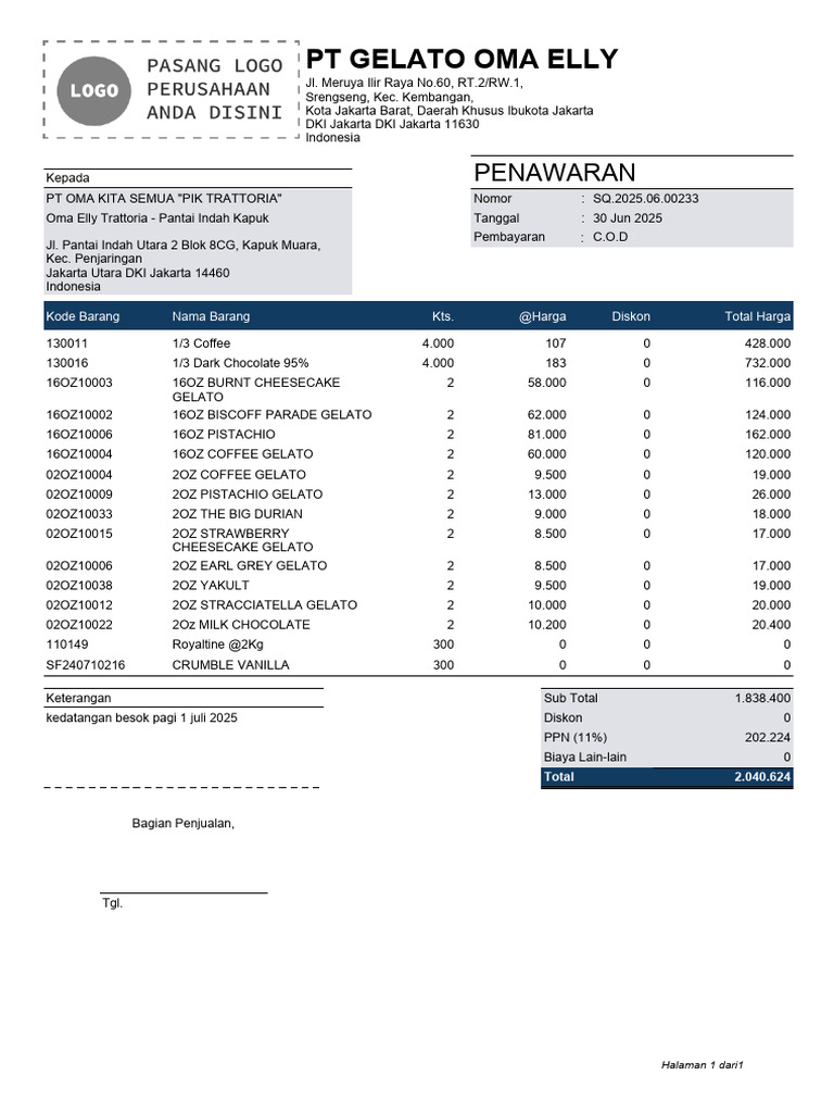 Do Gelato Pik 1 Juli 2025 | PDF