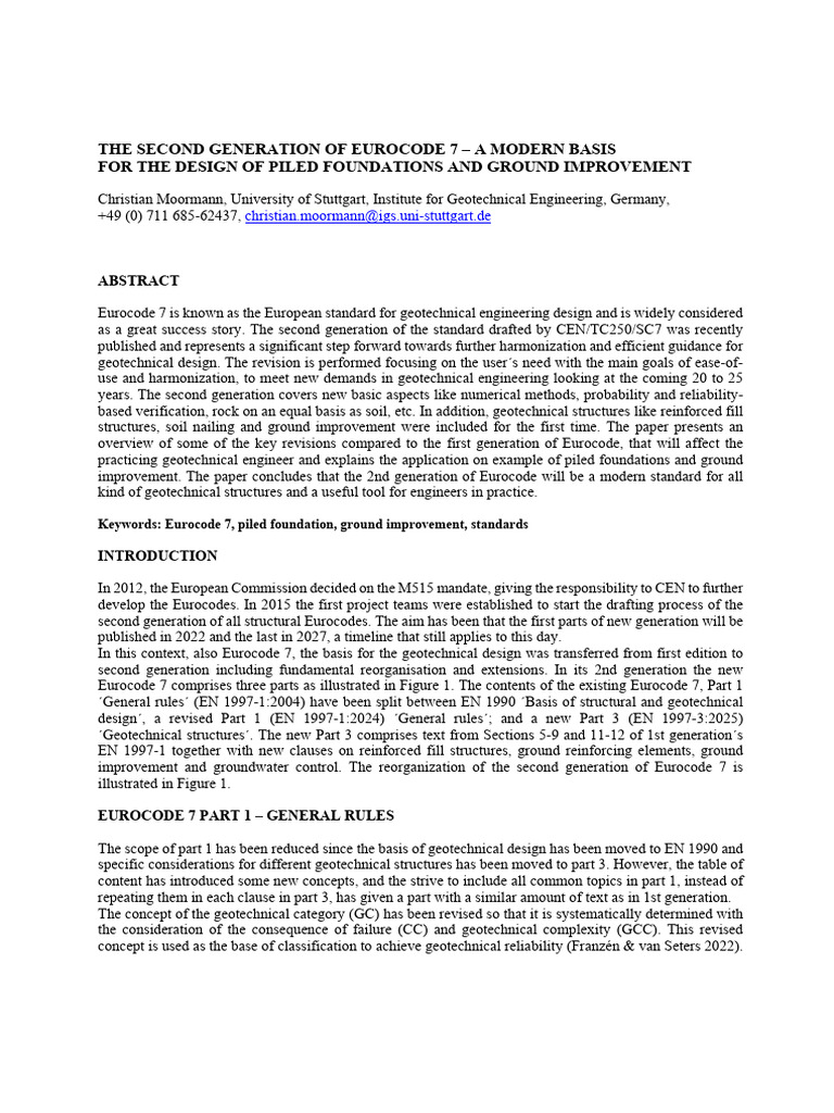 The Second Generation of Eurocode 7 - A Modern Basis For The Design of Piled Foundations and ...
