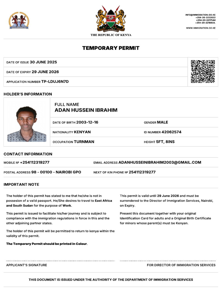 TP Lduj6n7d Temporary Permit | PDF