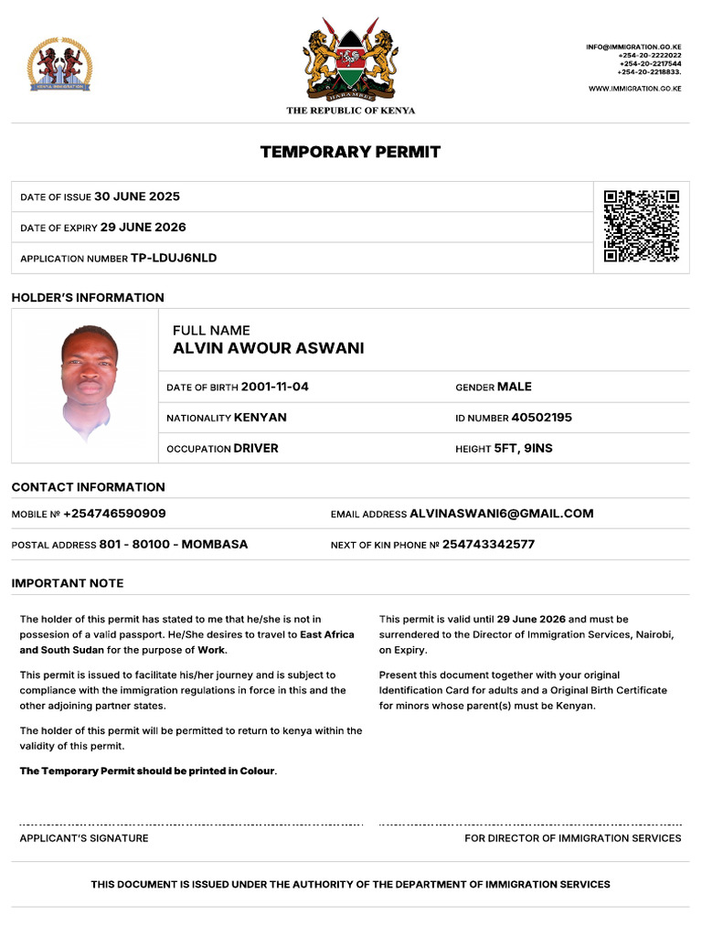TP Lduj6nld Temporary Permit | PDF