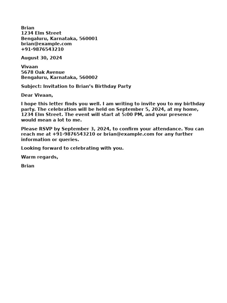Invitation to Brian's Birthday Party | PDF