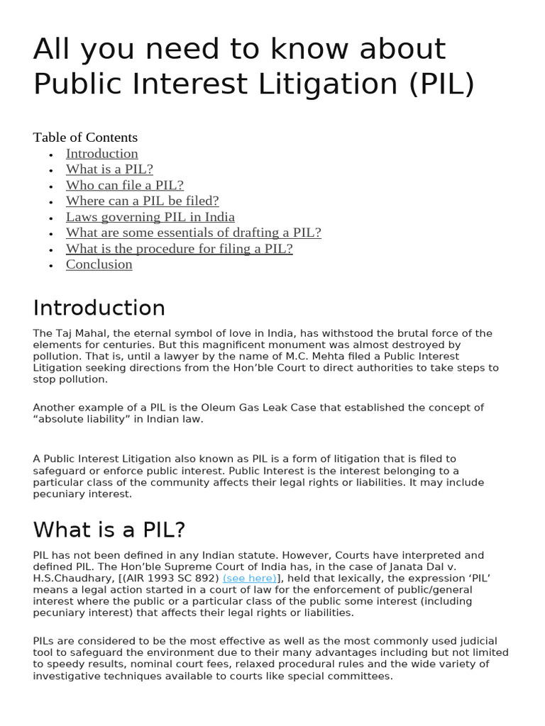 Understanding Public Interest Litigation | PDF | Justice | Crime & Violence