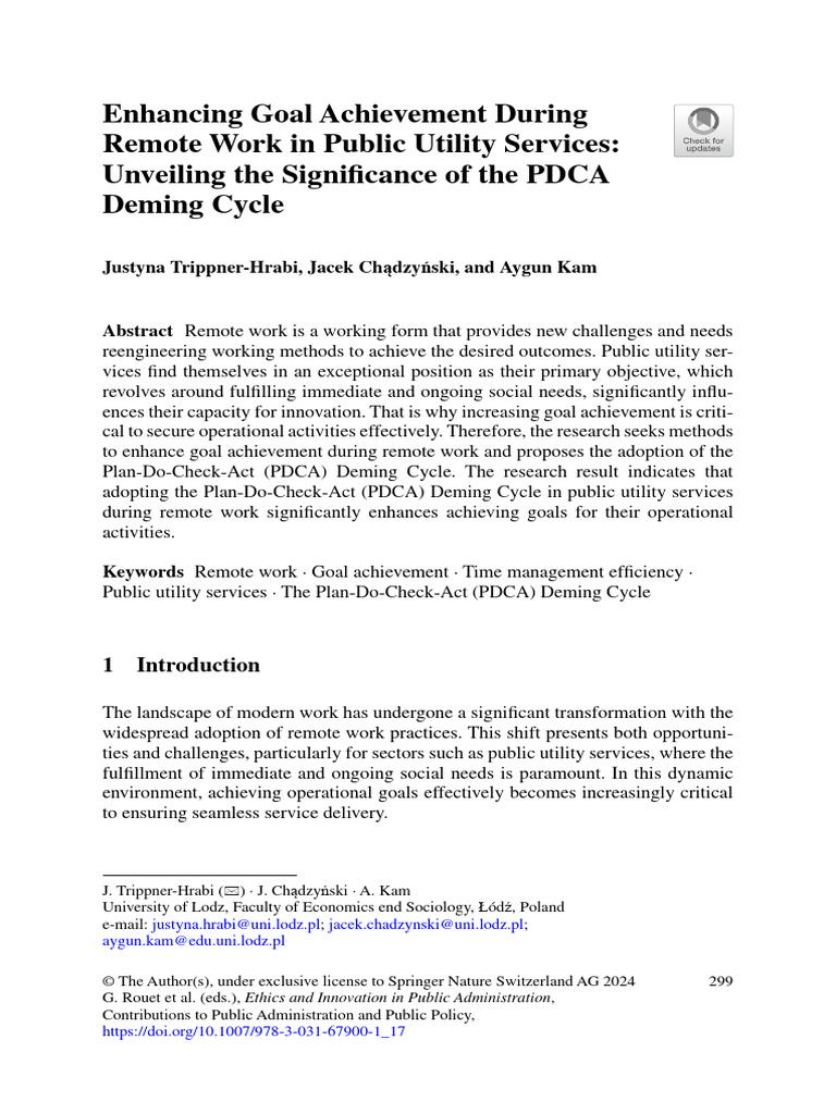 Enhancing Goal Achievement During Remote Work in Public Utility ...