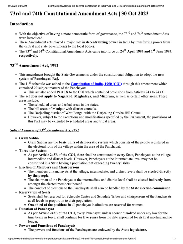 73rd and 74th Amendment | PDF