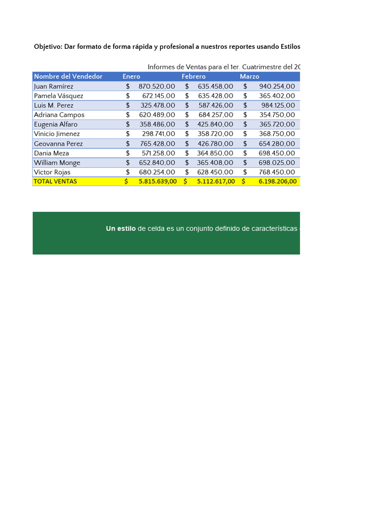 4 Taller Práctico. Conceptos Básicos y Ambiente de Trabajo en Microsoft Excel. AA1-EV03 | PDF