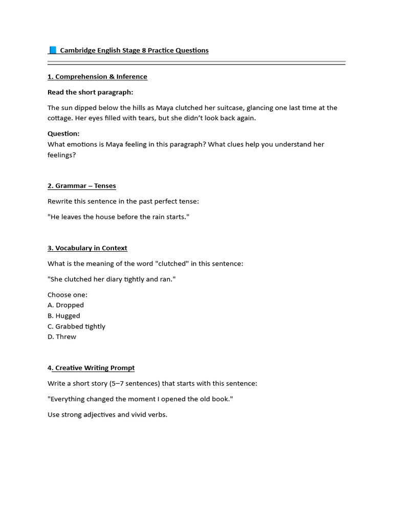 ? Cambridge English Stage 8 Practice | PDF