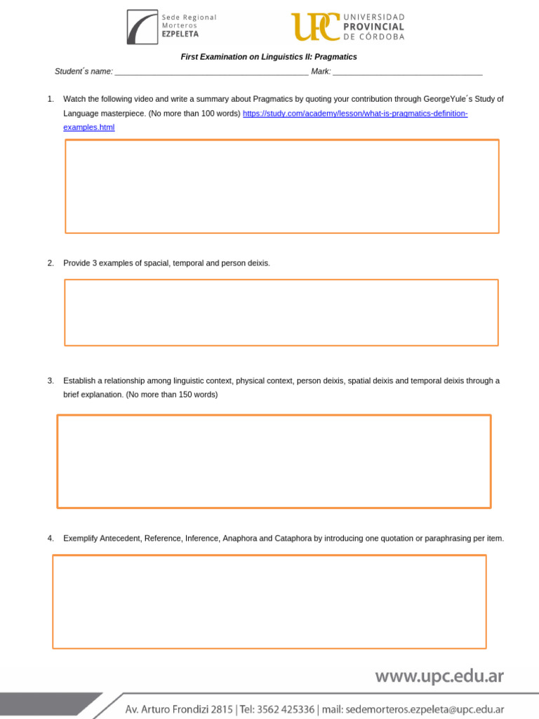 Linguistics II - Pragmatics | PDF