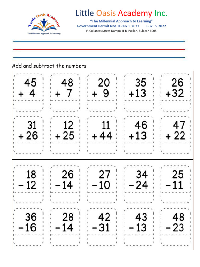 Math Kinder Worksheet | PDF