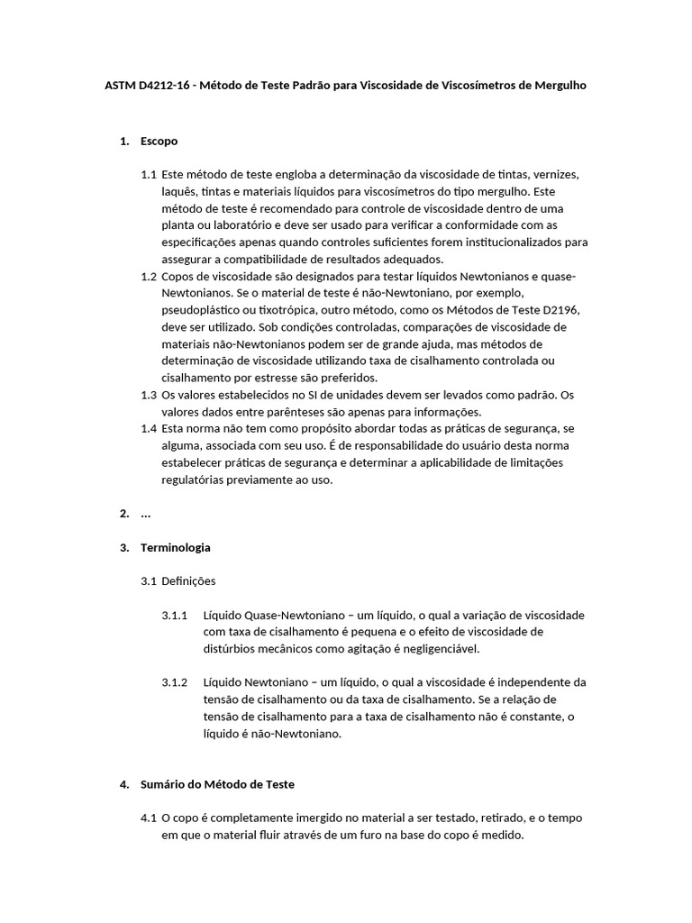ASTM-D4212-16 - Método de Teste Padrão para Viscosidade de ...