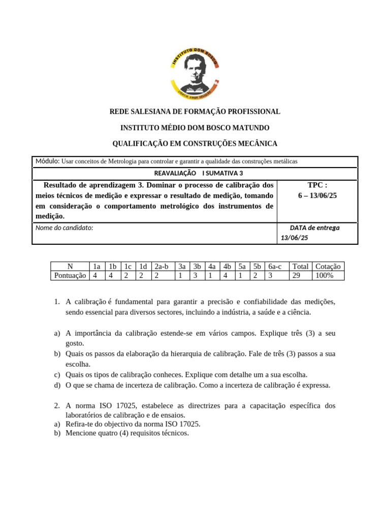 PARA IMPRIMIR Reavaliaçao Rda3 | PDF | Calibração | Metrologia