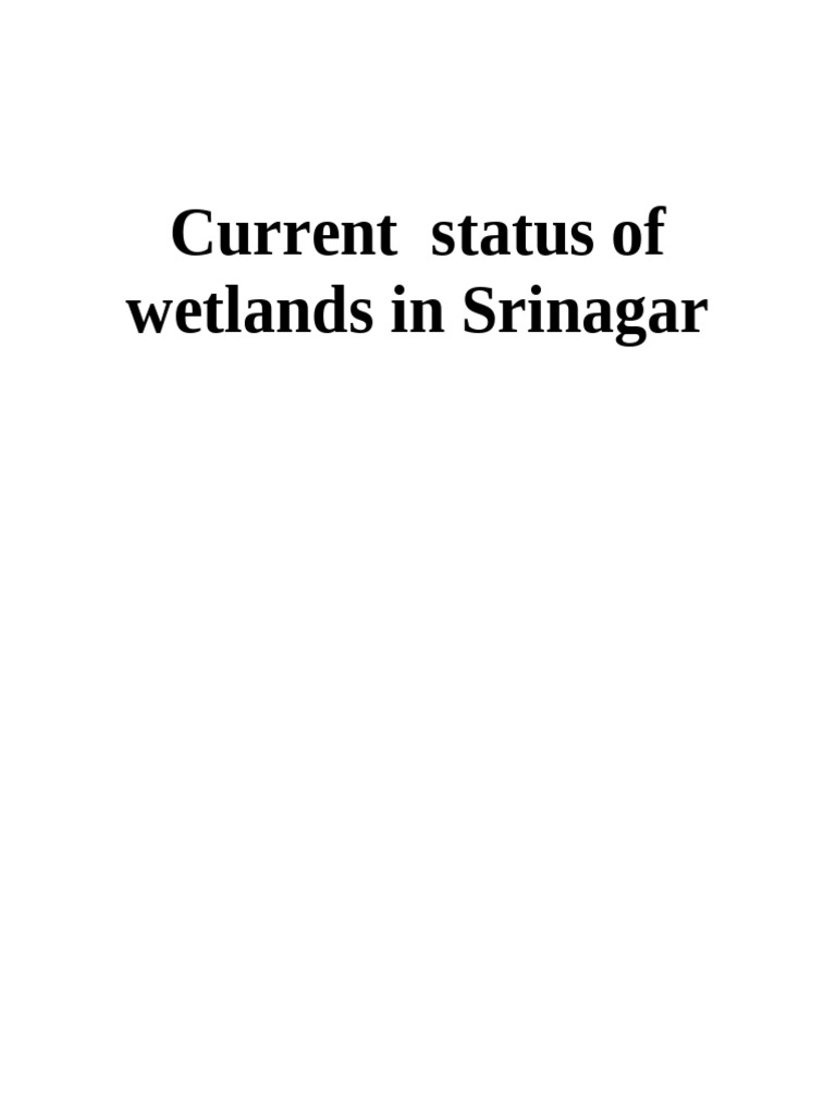 Current Status of Wetlands in Srinagar | PDF | Wetland | Conservation Biology
