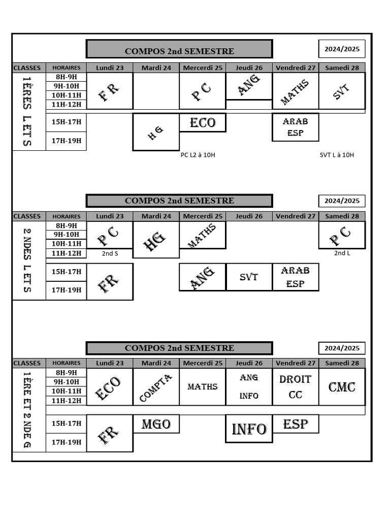 Emploi Du Temps Compo | PDF