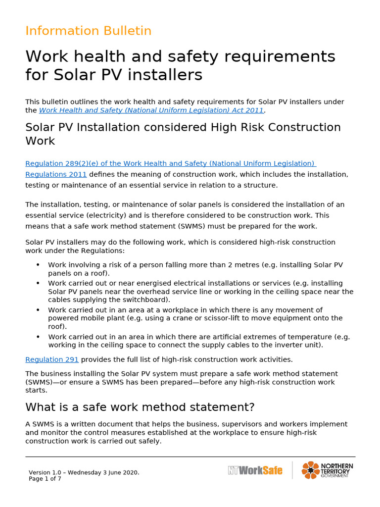 Solar PV Installers: Safety Requirements Guide | PDF | Photovoltaic ...