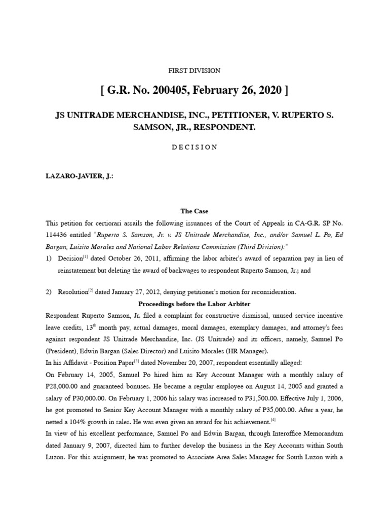 JS Unitrade Merchandise vs. Samson, Jr. | PDF | Appeal | Justice