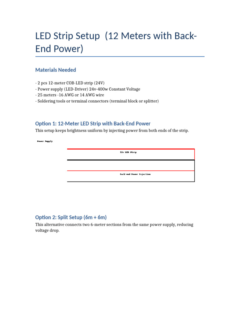 12-Meter LED Strip Power Setup Guide | PDF