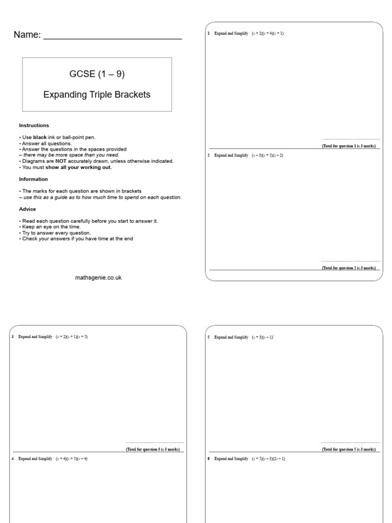 6 Expanding Triple Brackets | PDF