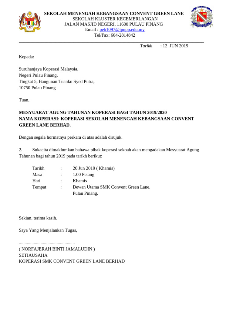 Notis Agm Koperasi 2019 | PDF