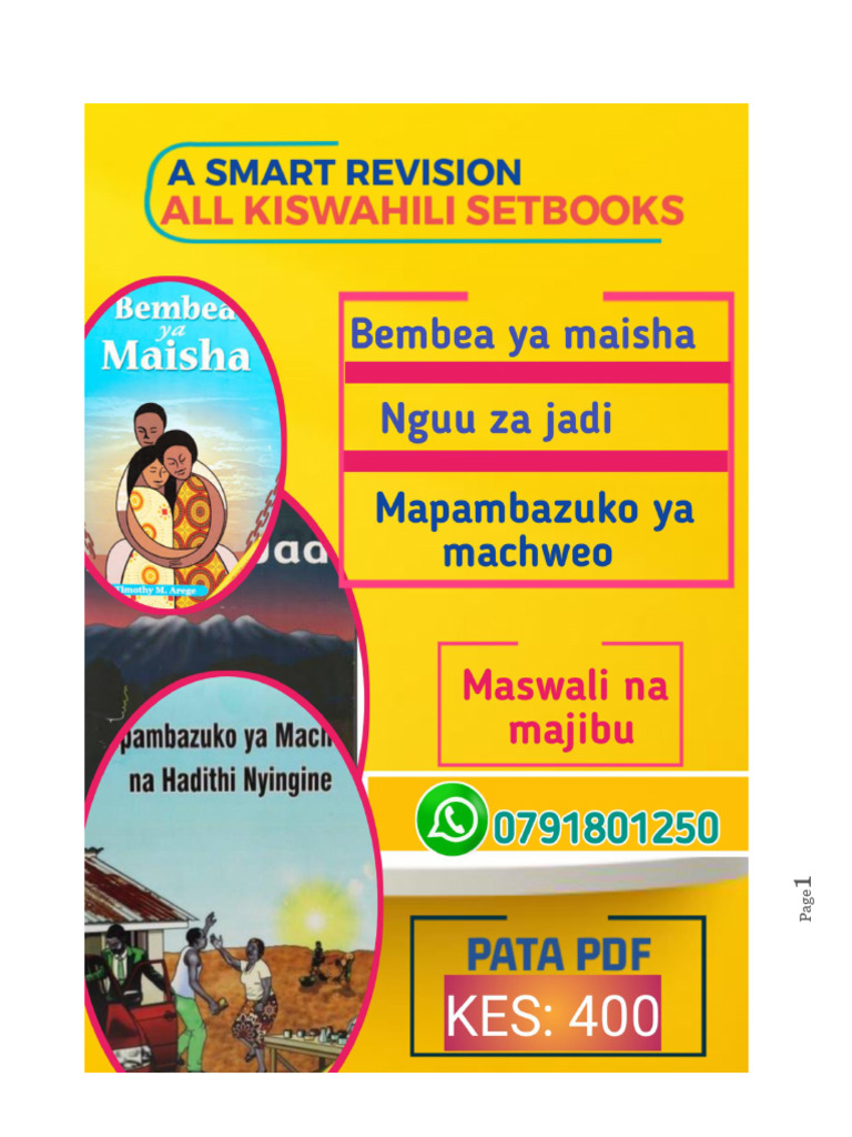 All Kiswahili Setbooks Question and Answers Booklet | PDF