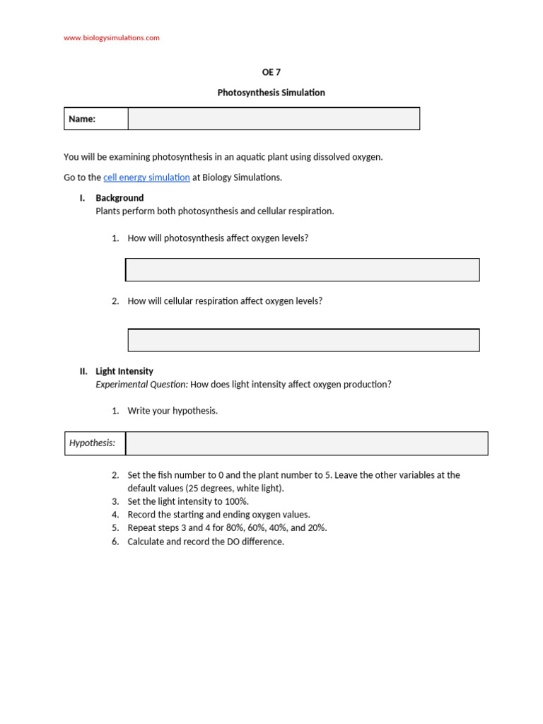 Photosynthesis Simulation | PDF | Photosynthesis | Color