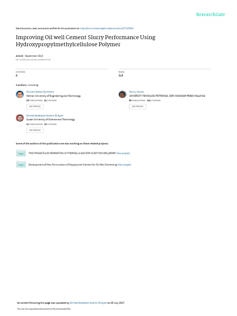 Improving Oil Well Cement Slurry Performance Using ...