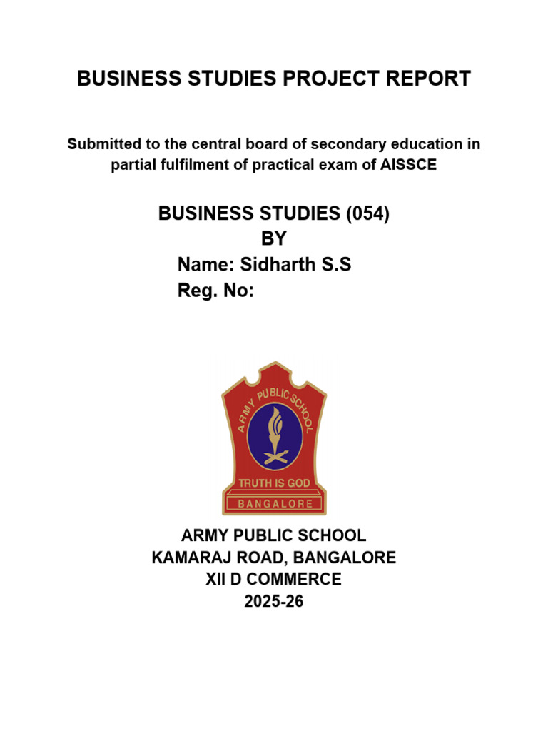 Business Studies Cover Page | PDF
