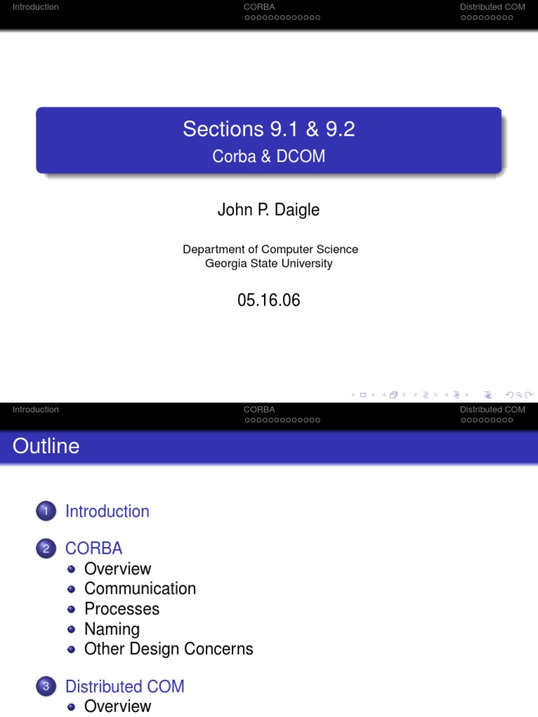 Sections 9 1 And 9 2 Corba And Dcom Pdf Component Object Model Common Object Request Broker