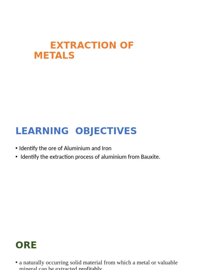 Extraction of Metals | PDF