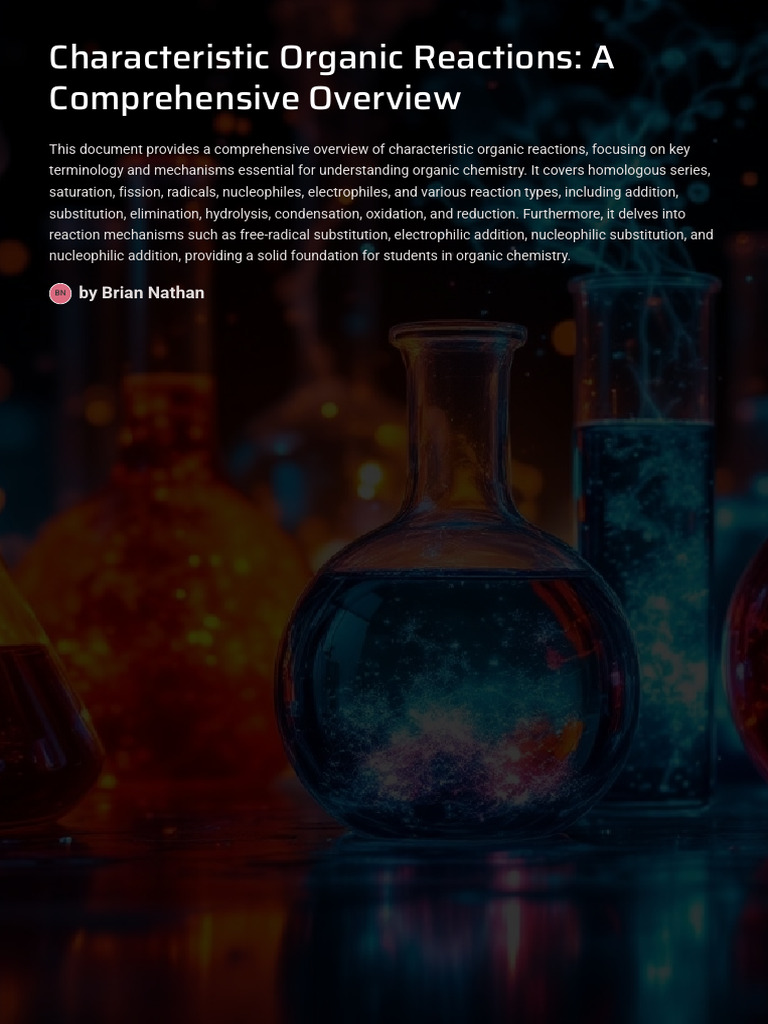 Characteristic Organic Reactions A Comprehensive Overview | PDF | Chemical Reactions | Radical ...