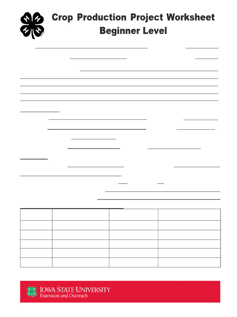 Crop Production Worksheet Beginner | PDF | Agriculture | Crops