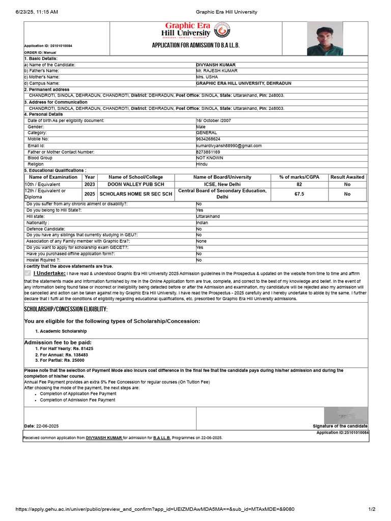 Divyansh Singh Updated Reg | PDF | Receipt