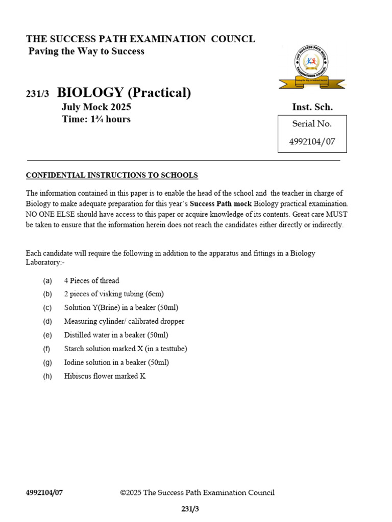 Bio Pp3 Success Path July 2025 Confidential | PDF