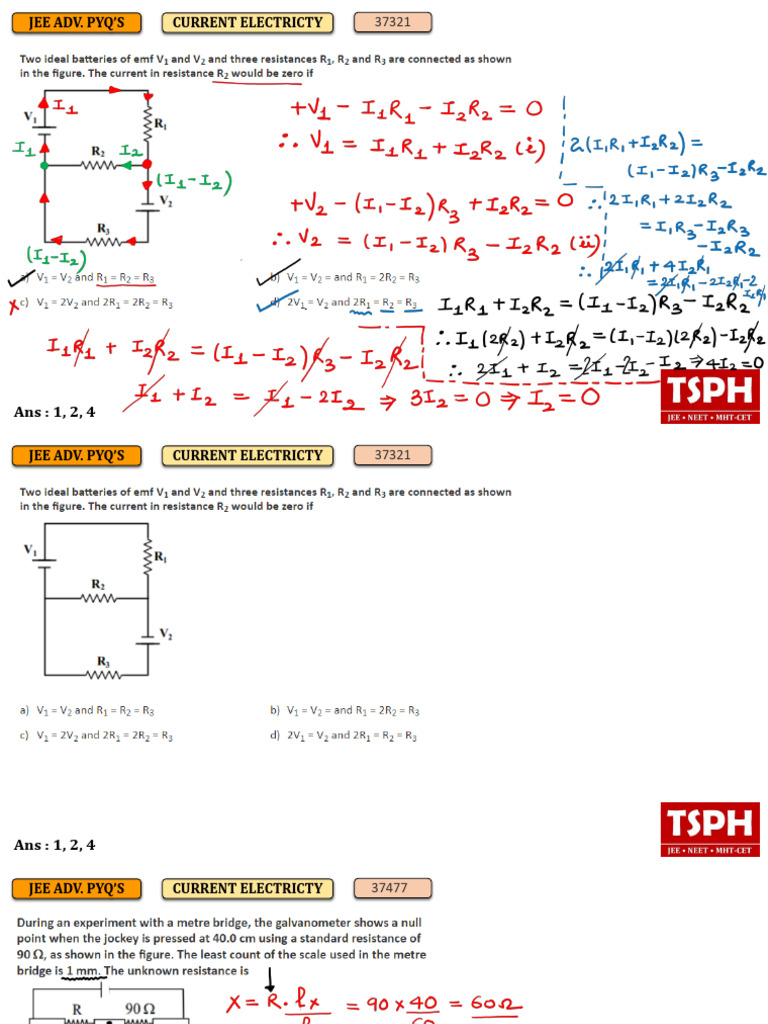 Current Electricity (Jee Advanced Pyq) 1 | PDF