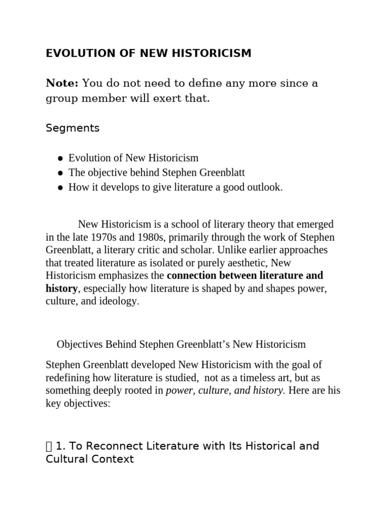 Evolution of New Historicism | PDF | Literary Criticism | Feminism