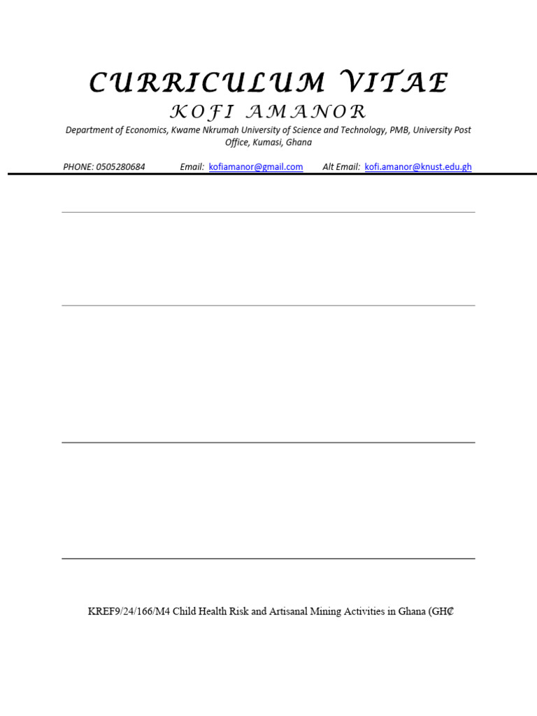 Curriculum Vitae: Kofi Amanor | PDF | Economics | Ghana